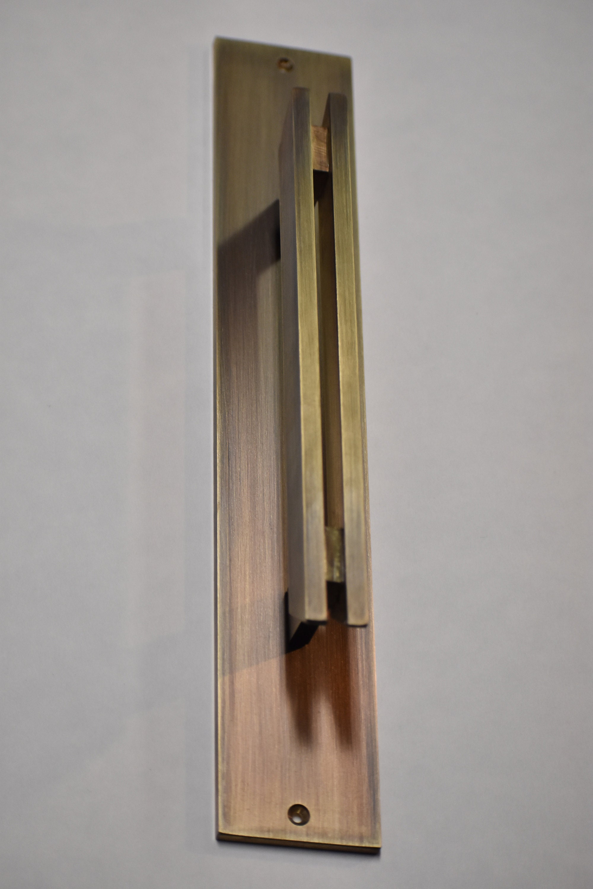 Door Pull Handle Solid Brass Backplate and Brass Twin Bar Minimal Door ...