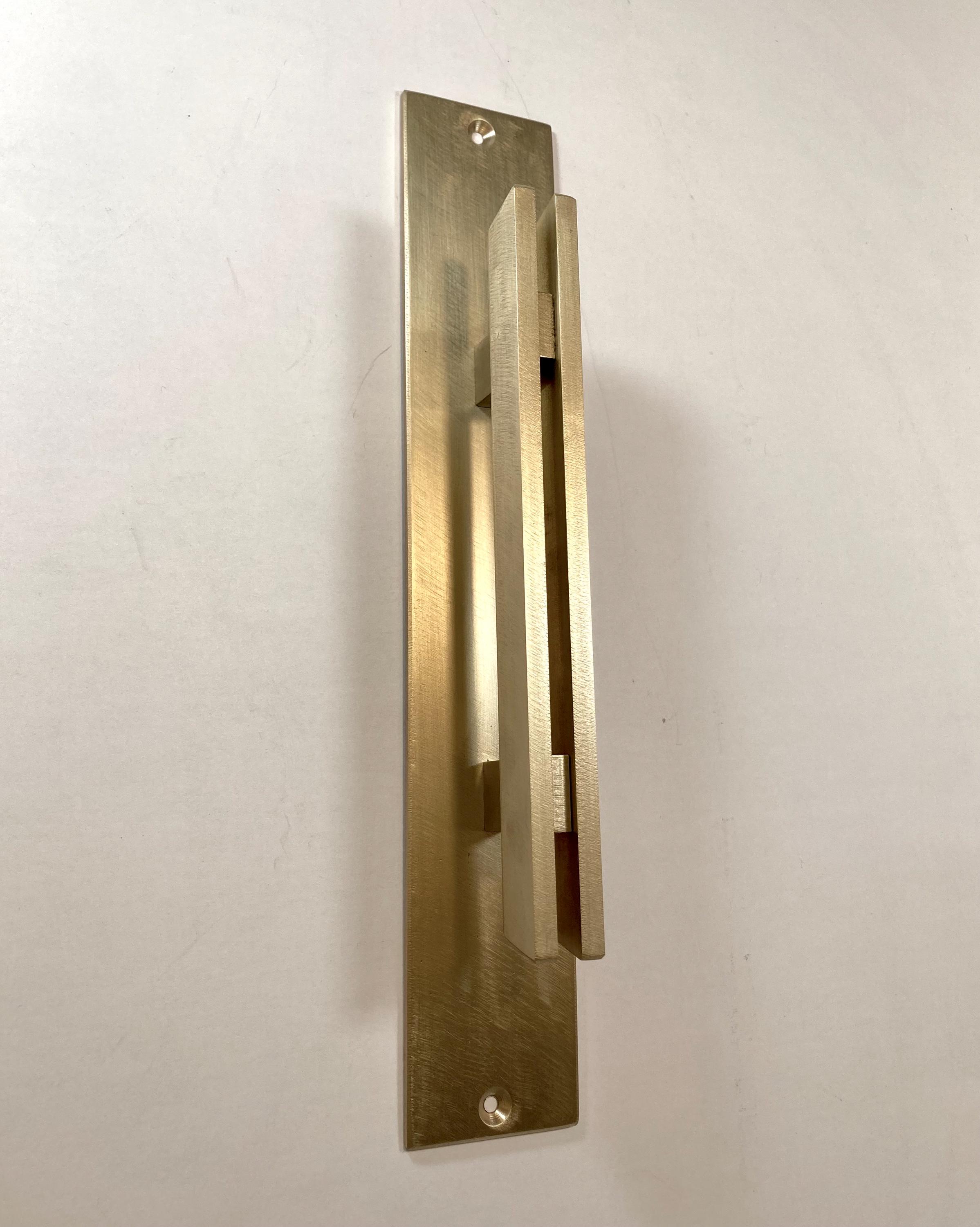 Door Pull Handle- Solid Brass Backplate and Brass Twin Bar Minimal Door ...