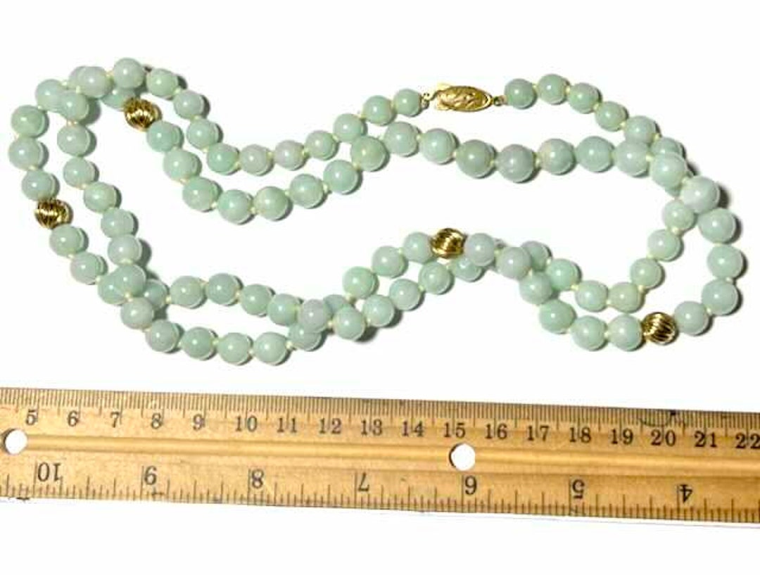 Lovely Vintage Mid-century Fully Knotted Jadeite Opera Length Beaded ...
