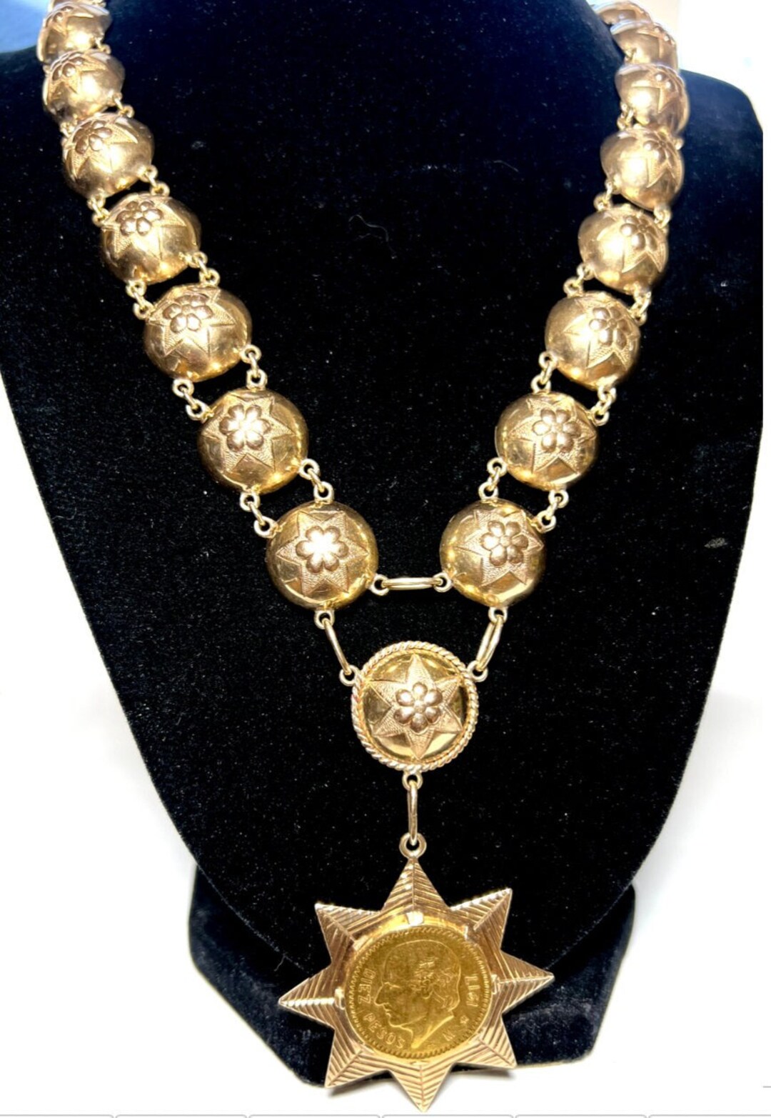 Exceptional Rare Roma gypsy Handmade 14K Yellow and Rose Gold Necklace ...