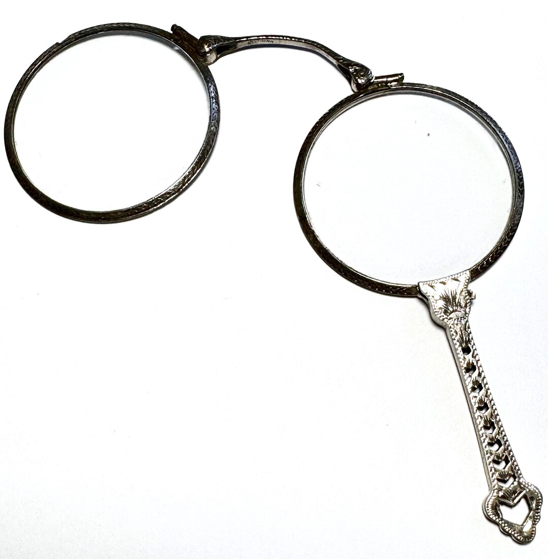 Vintage Art Deco Sterling Silver Lorgnette Pendant Folding Reading ...
