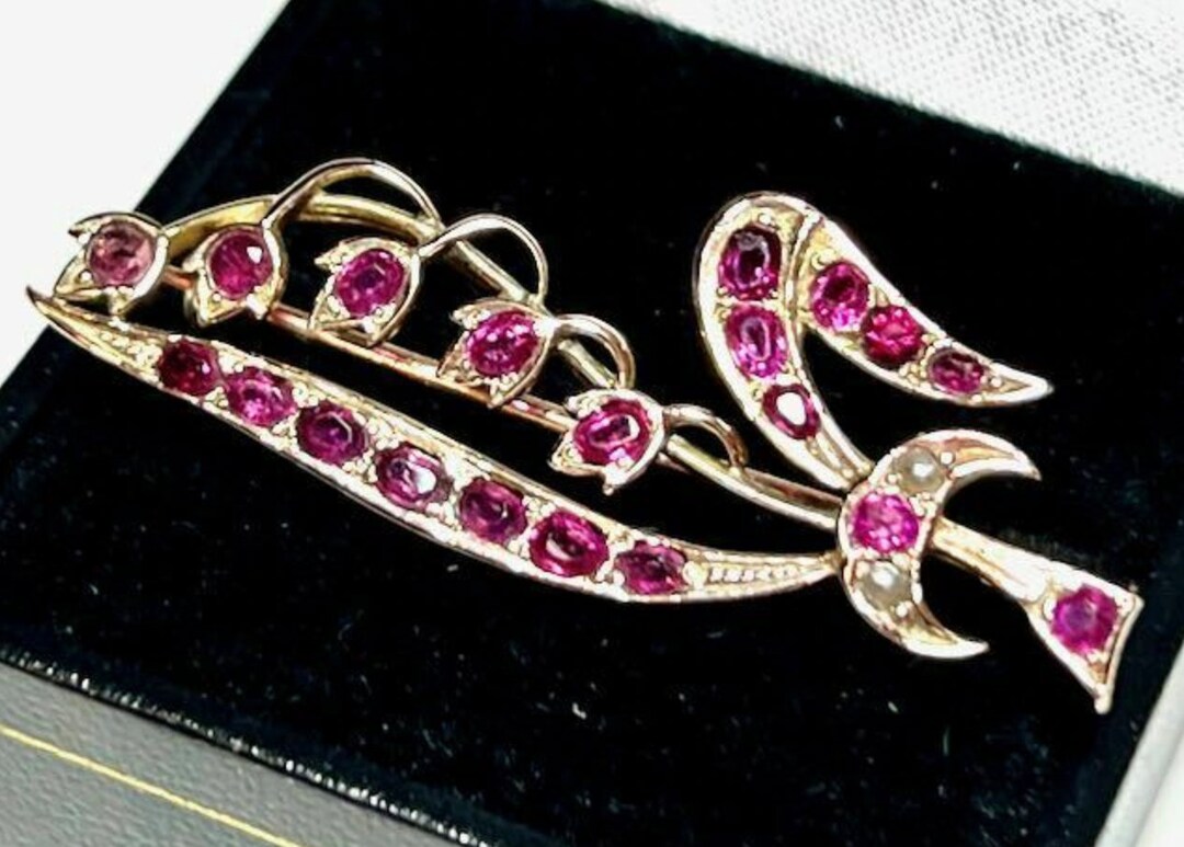 Antique Imperial Russian Yellow Gold 56 Art Nouveau Era Ruby & Seed ...
