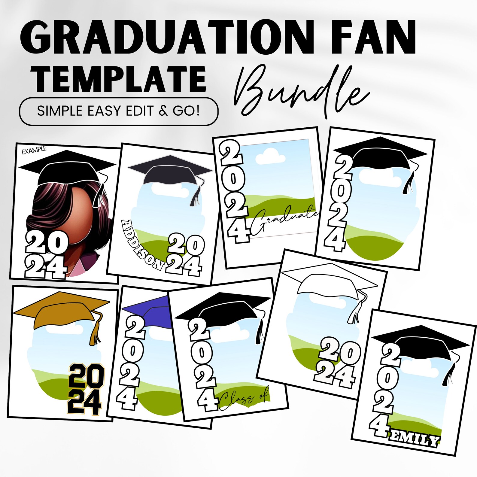 Personalized Graduation Fan Template: DIY Grad Centerpiece (digital ...
