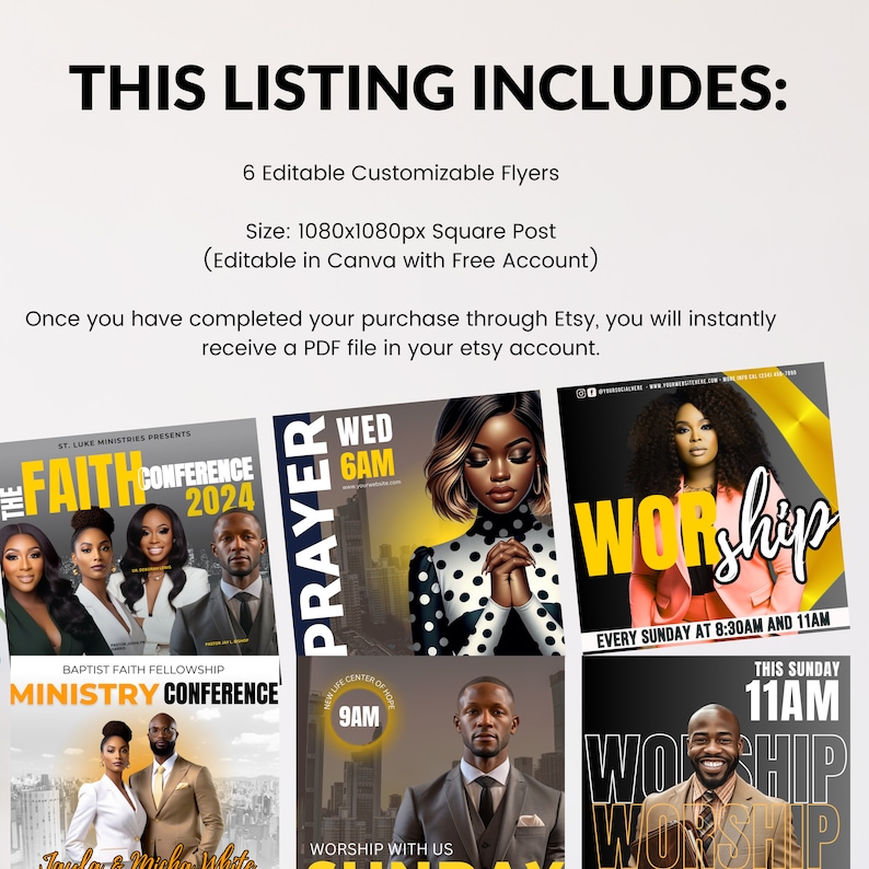 Church Flyer Template Bundle: Customizable Ministry Events | Easy Flyer ...