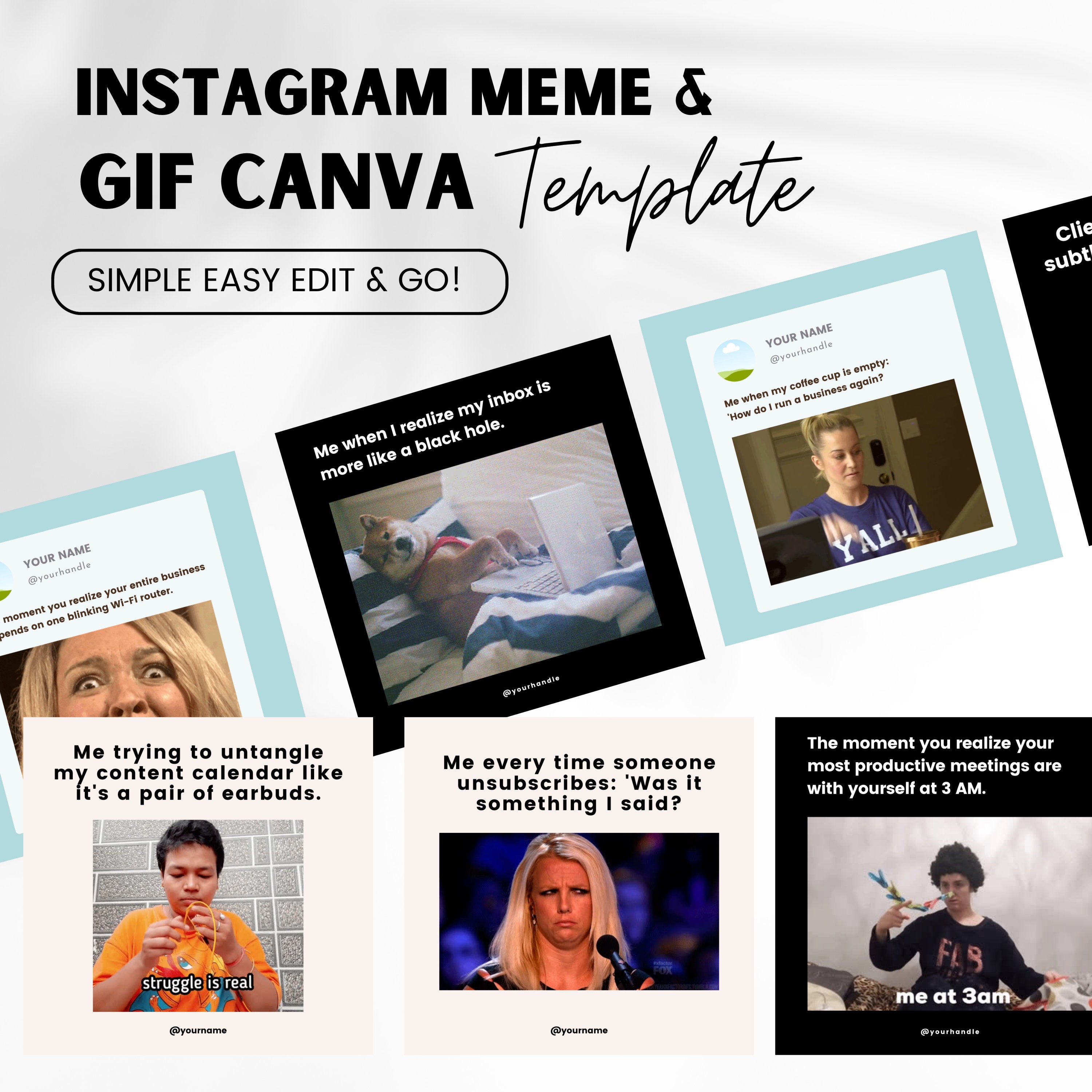 25 Instagram Meme Templates Canva, Animated GIF Social Media Post ...