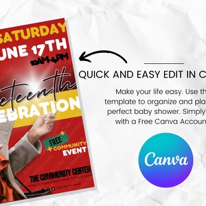 Juneteenth Flyer Template: DIY Flyer, Community Fair, Festival Flyer ...