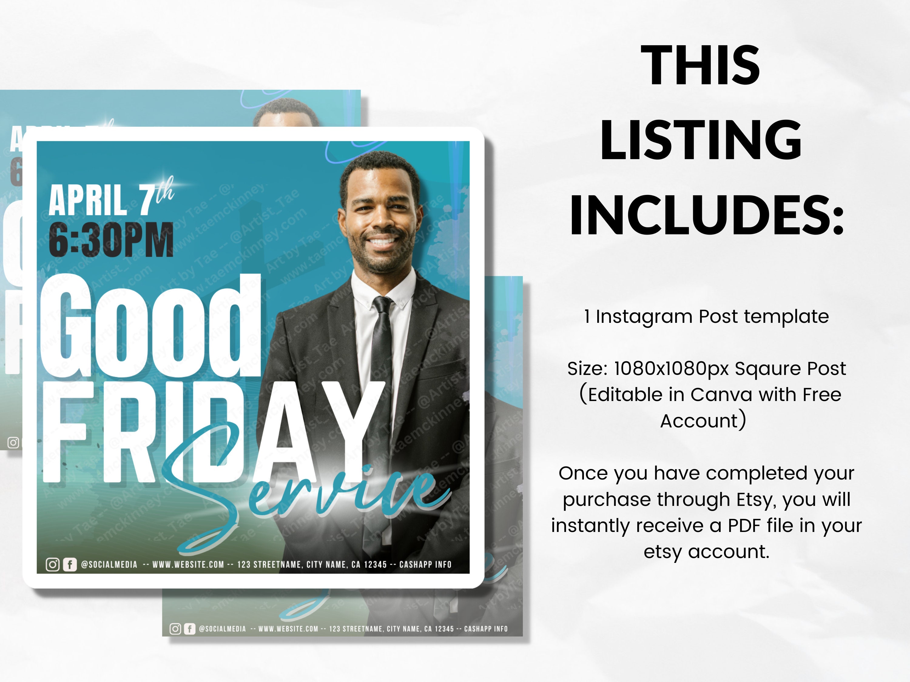 DIY Good Friday Church Flyer: Editable in Canva Resurrection Service ...