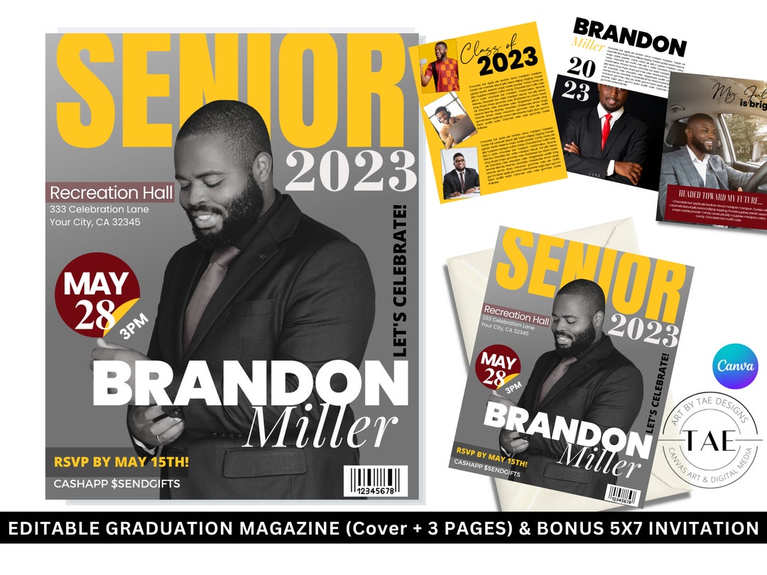 Graduation Magazine Invitation Template Bundle, Editable Graduation ...