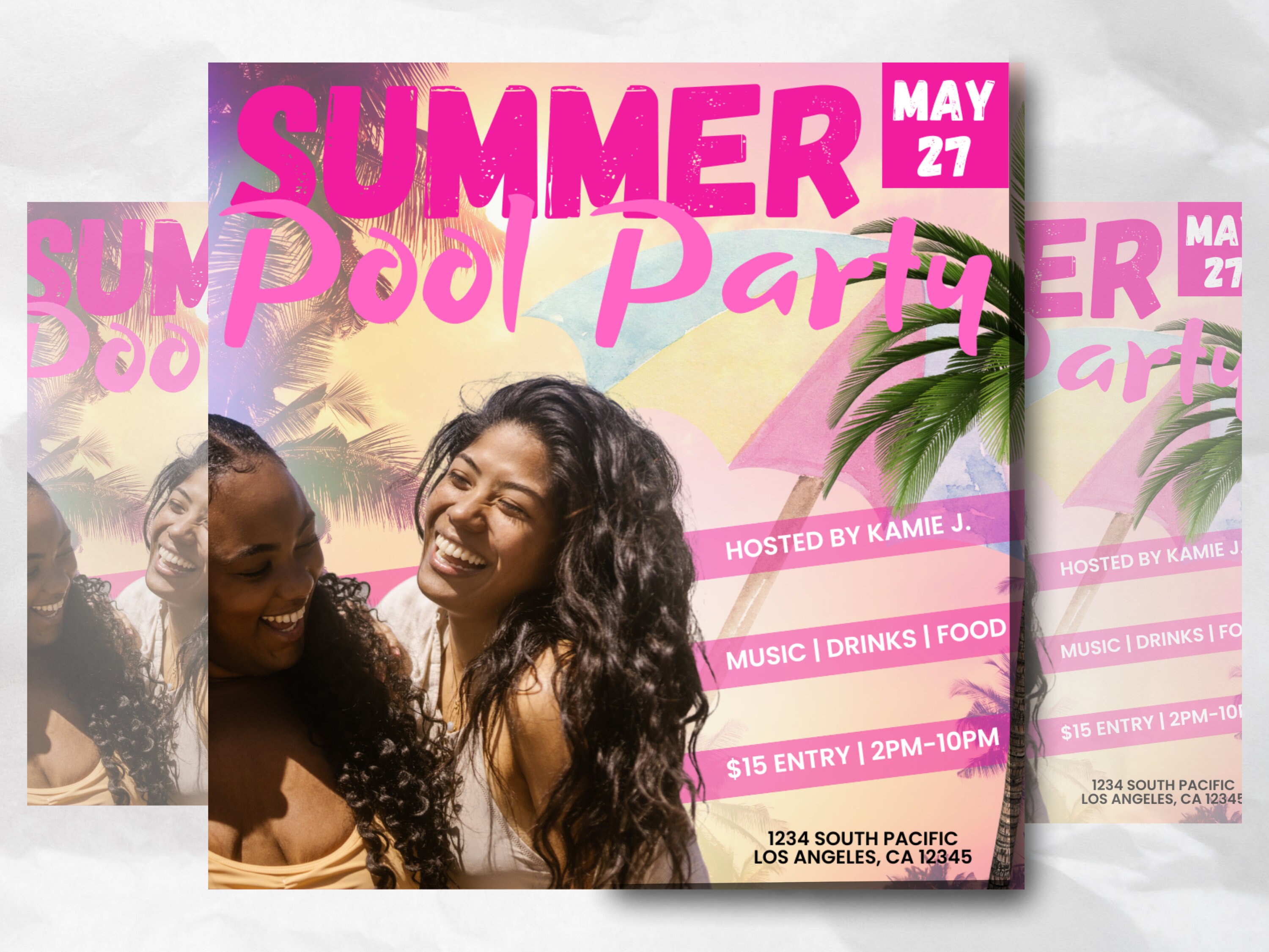 Summer Party Flyer, Pool Party Invitation, Pool Birthday Invitation ...