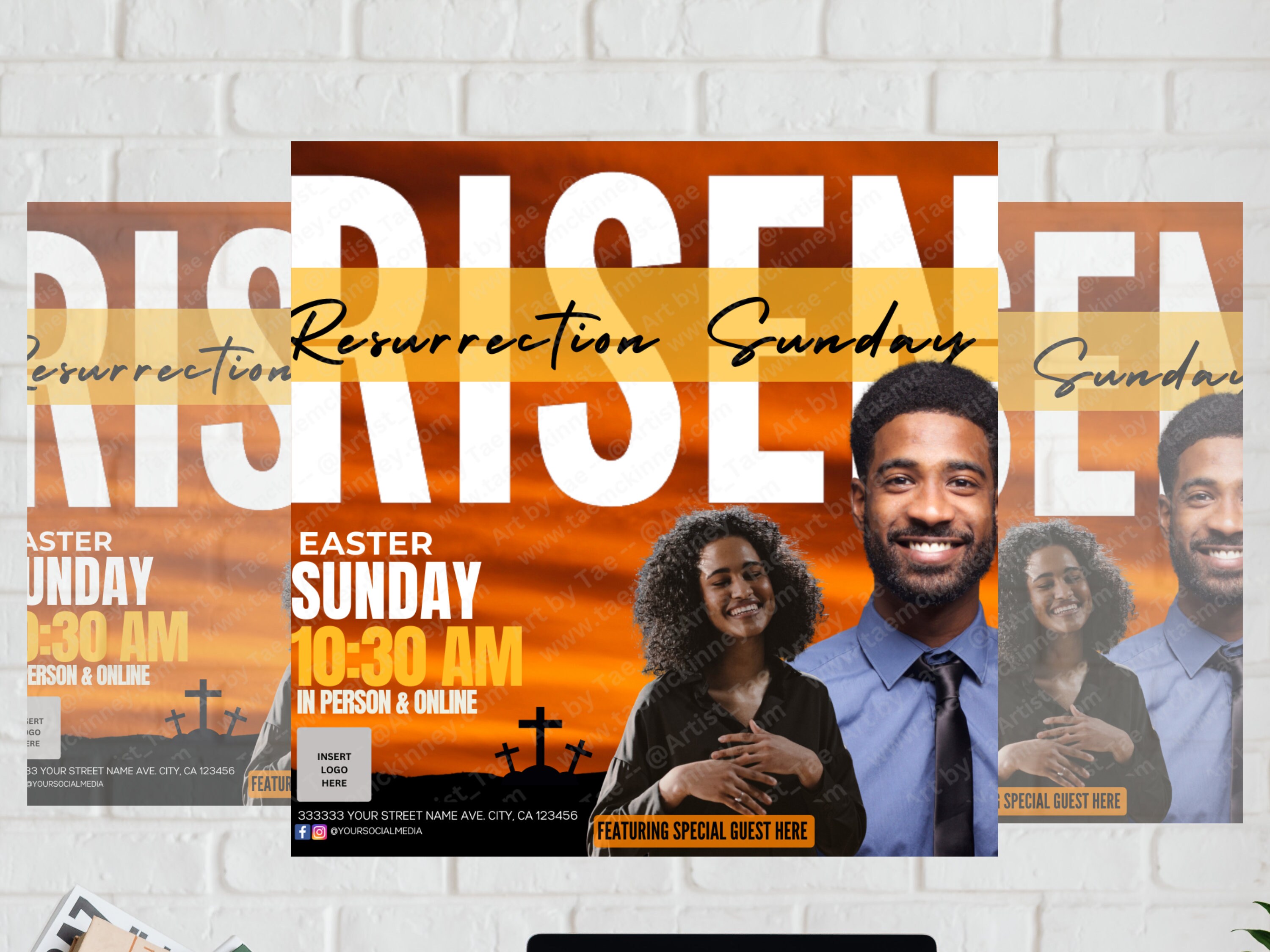 Easter Sunday Church Flyer, DIY Editable Canva, Resurrection Sunday ...