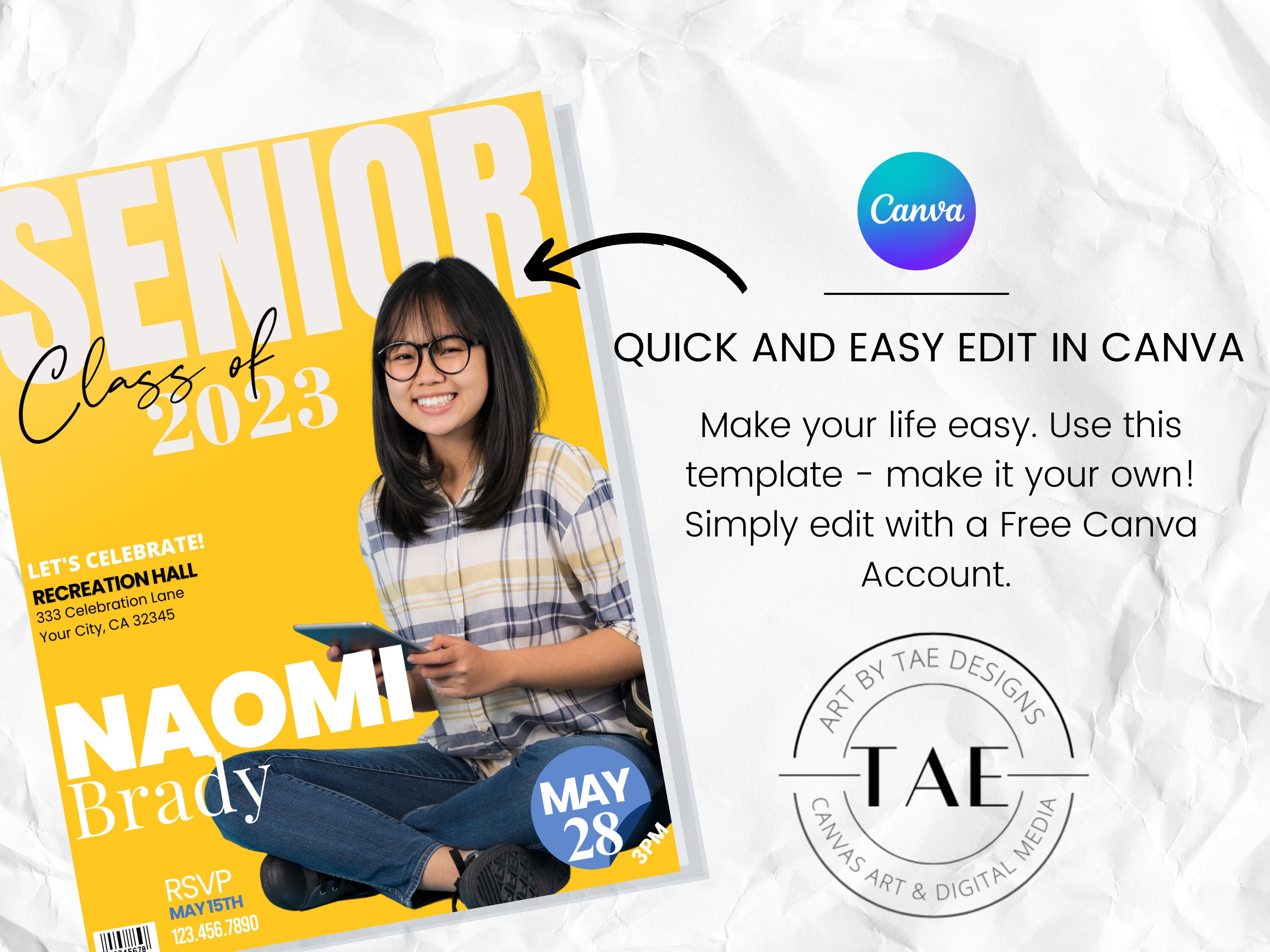 Graduation Magazine Invitation Template Editable Graduation Digital ...