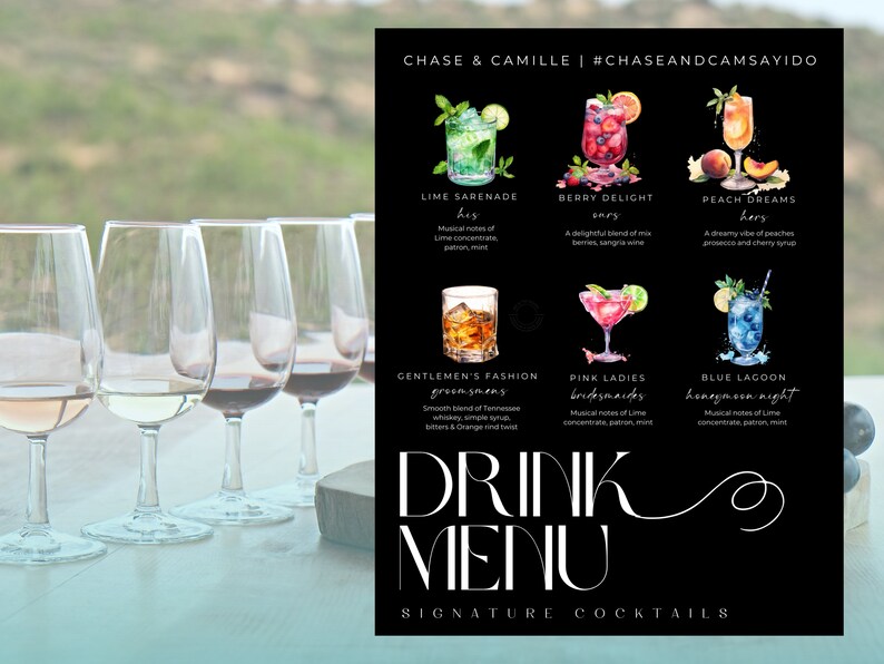 Watercolor Wedding Bar Sign: Editable Drink Menu (digital Download) - Etsy