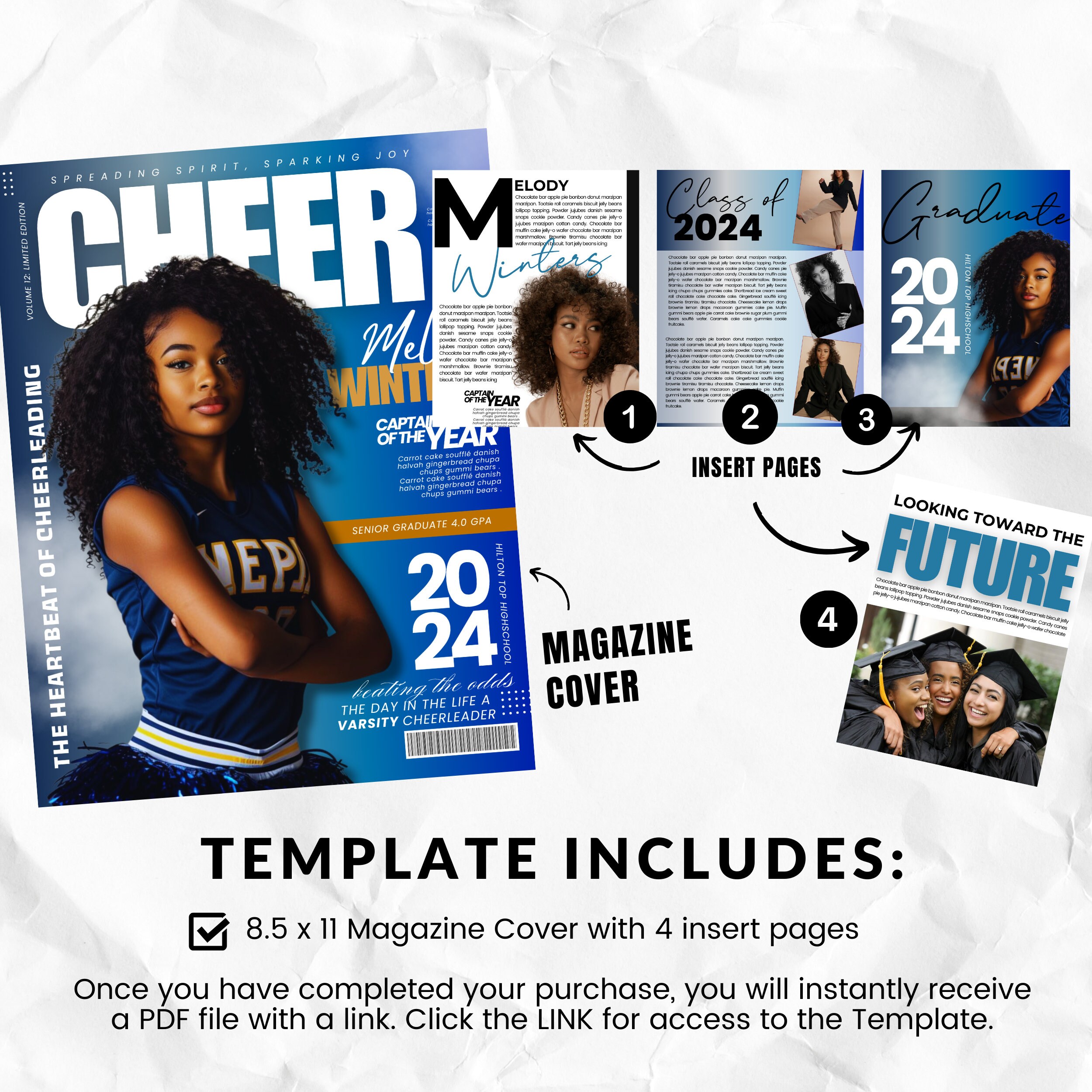 Cheerleading Graduation Magazine Template: DIY Senior Keepsake (digital ...