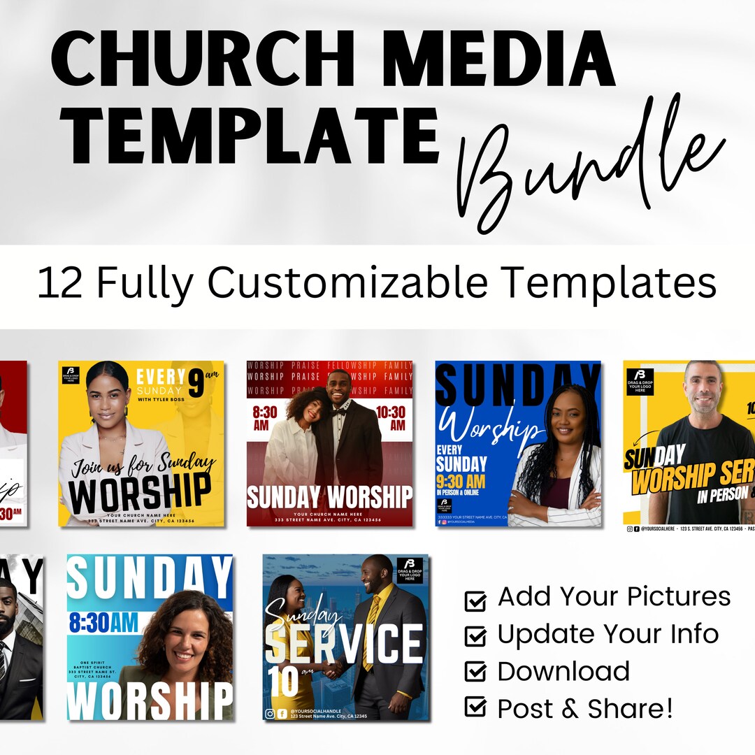 Church Flyer Bundle, Social Media Flyer Templates, Church Anniversary ...