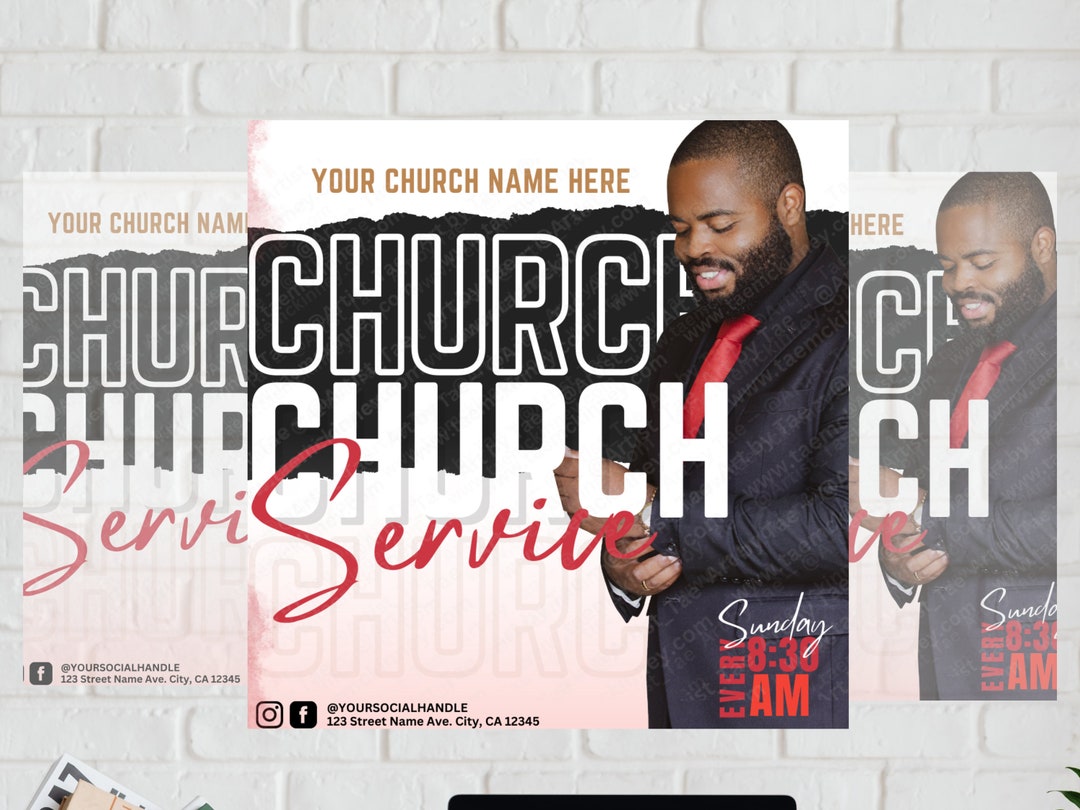 DIY Church Service Flyer: Canva Template (digital Download) | Church ...