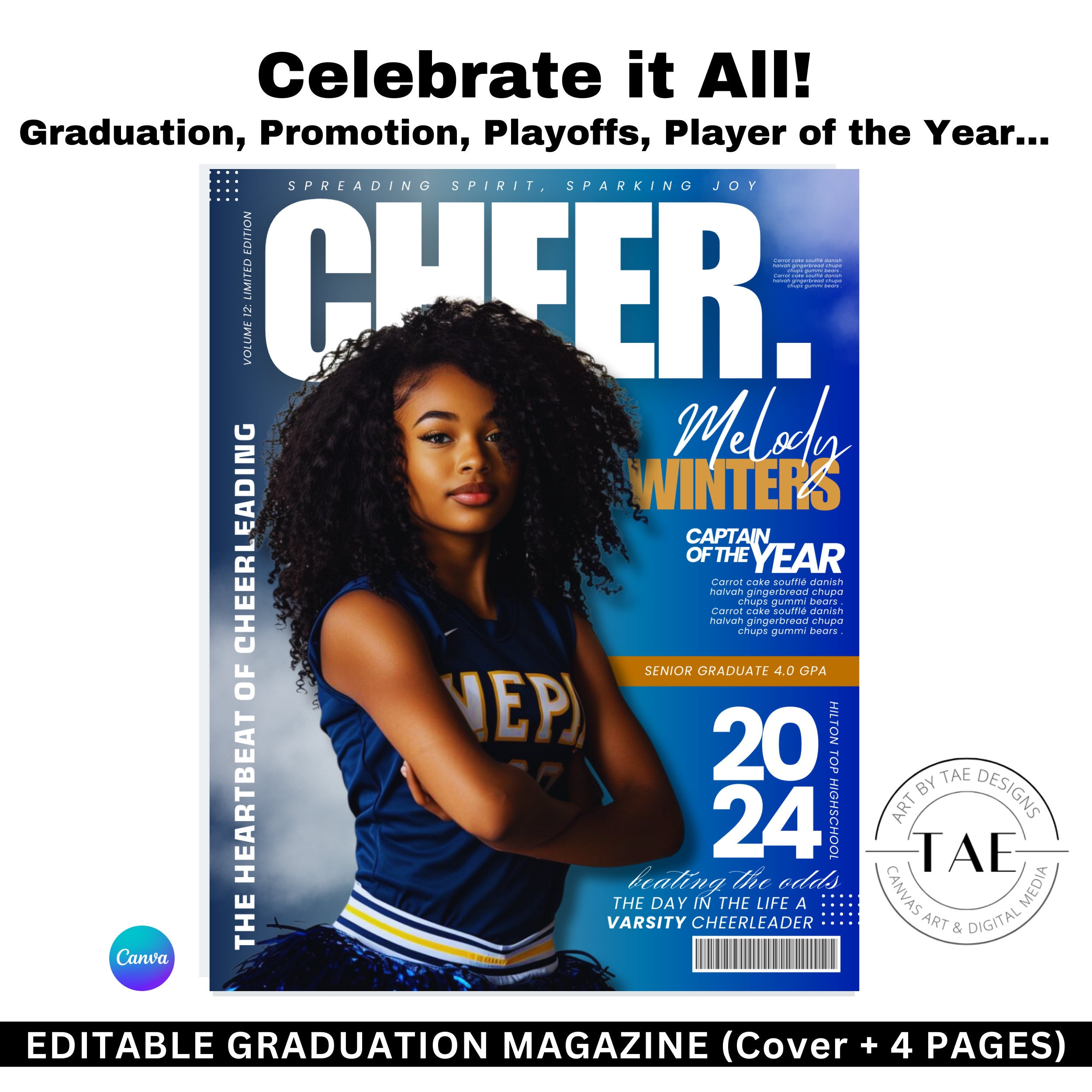 Cheerleading Graduation Magazine Template: DIY Senior Keepsake (digital ...