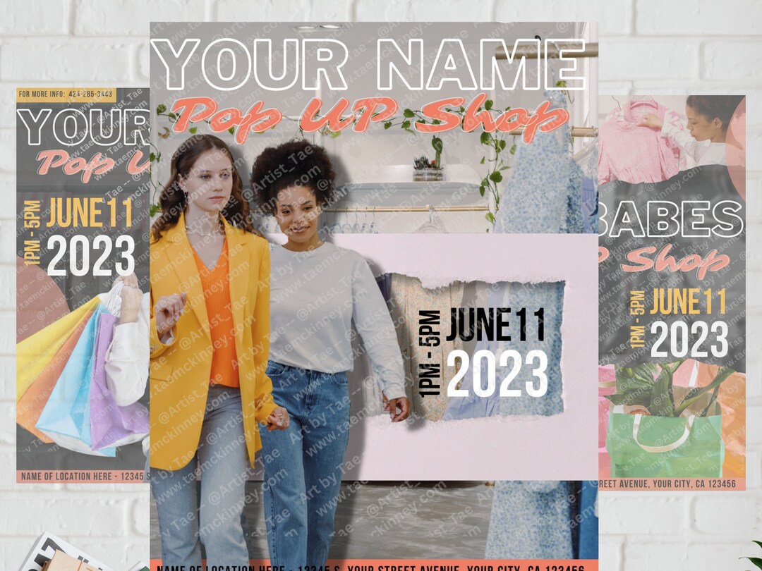 Editable Shop Sales Flyer Bundle: Boutique Opening, Social Media (canva ...