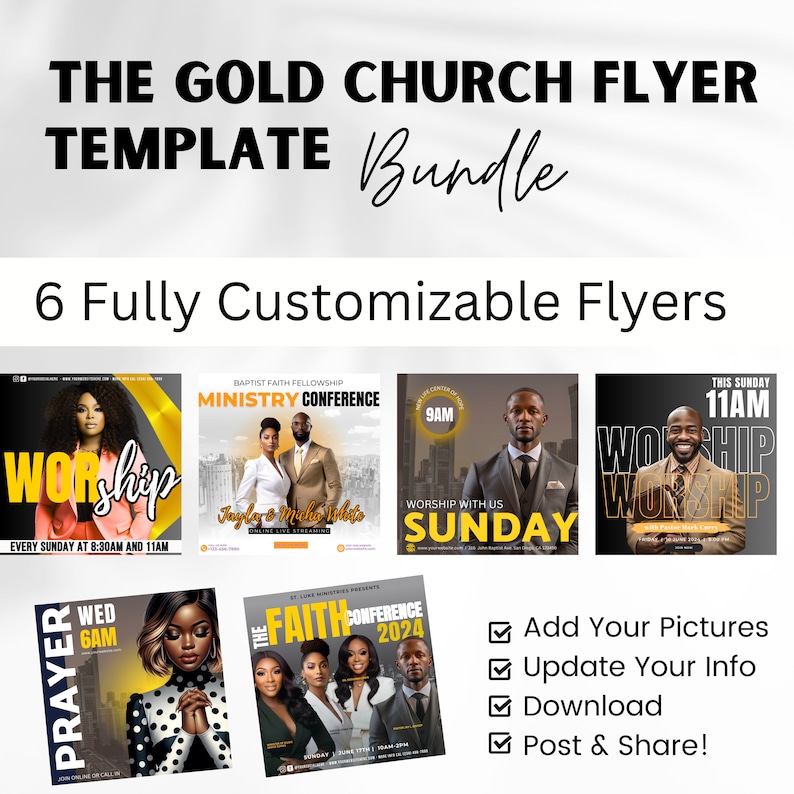Church Flyer Template Bundle: Customizable Ministry Events | Easy Flyer ...