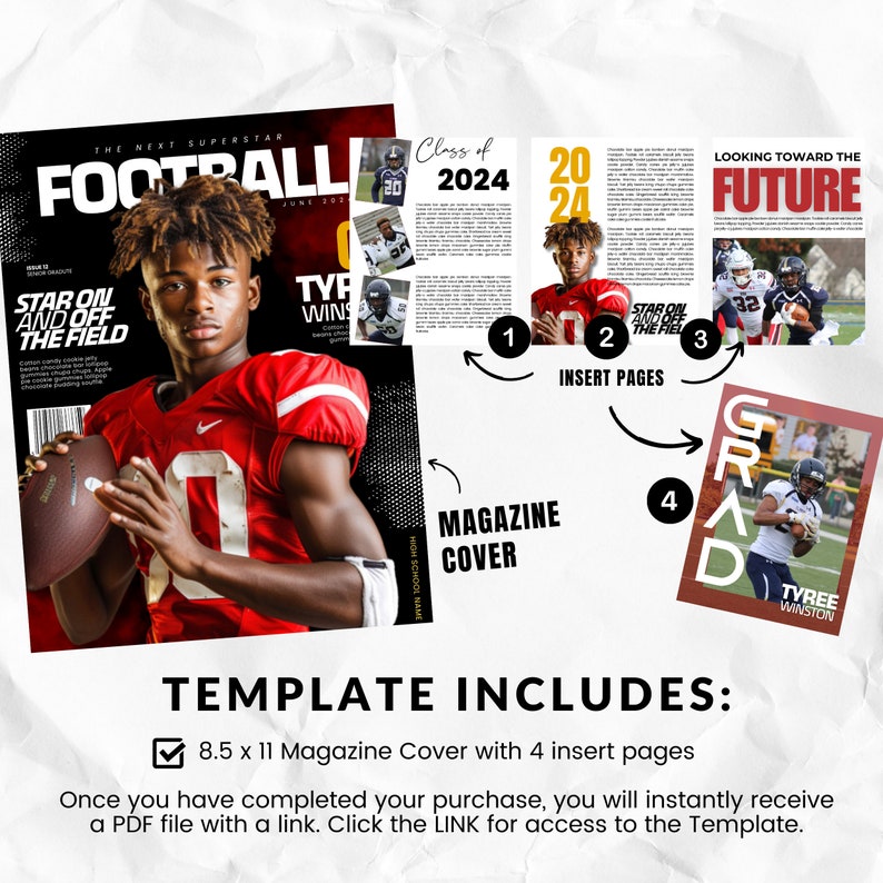 Football Graduation Magazine Template: Senior Night, Editable (digital ...