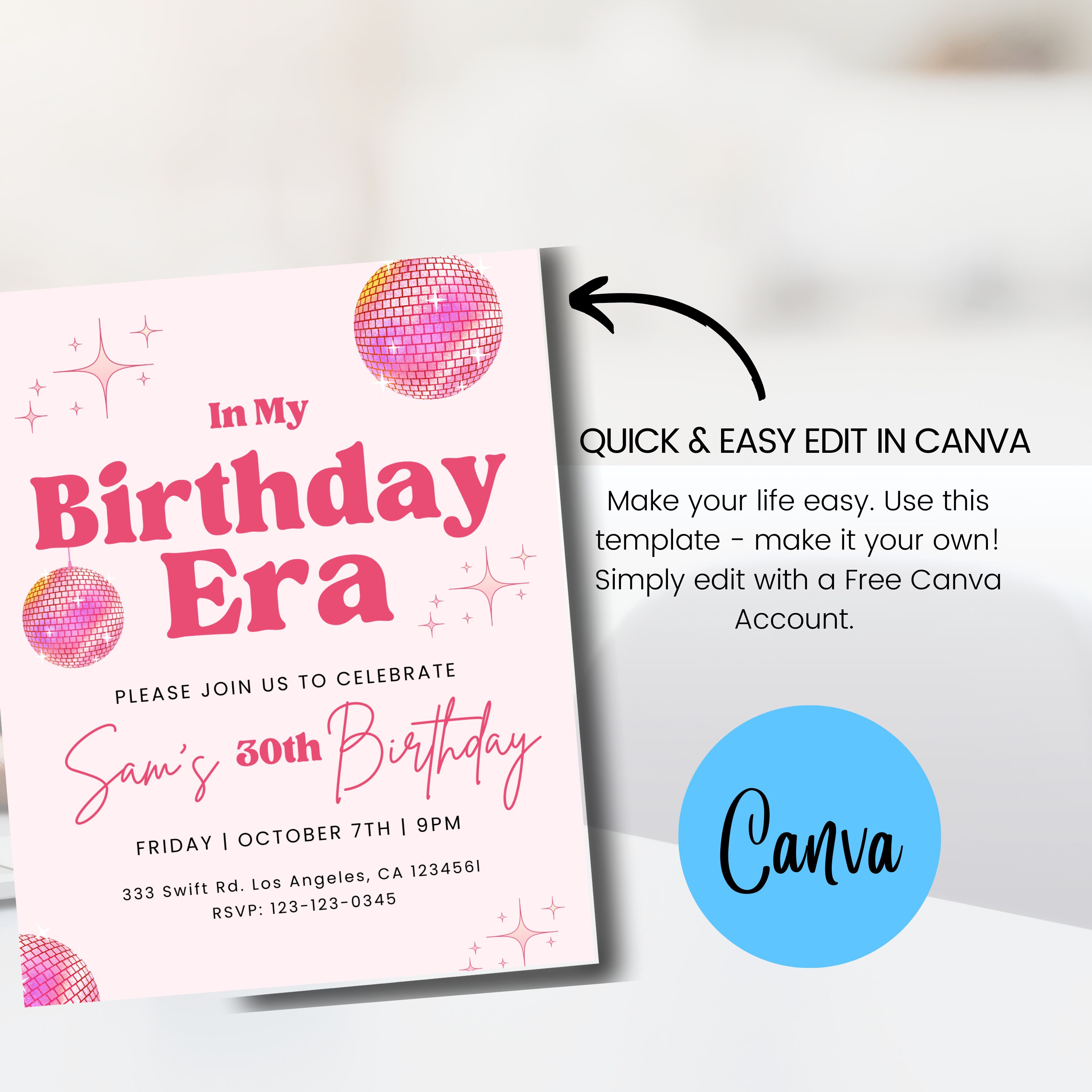 Birthday Era Invite, 30th Birthday Invitation, Retro Birthday Era, Eras ...