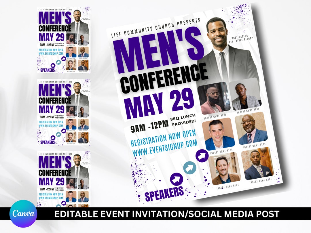 Men's Conference Flyer: Church Empowerment Template (DIY Canva ...