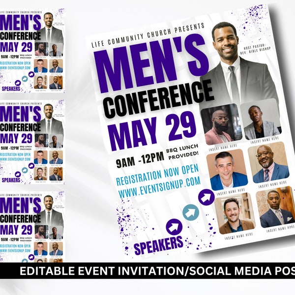 Mens Conference Flyer Template - Etsy