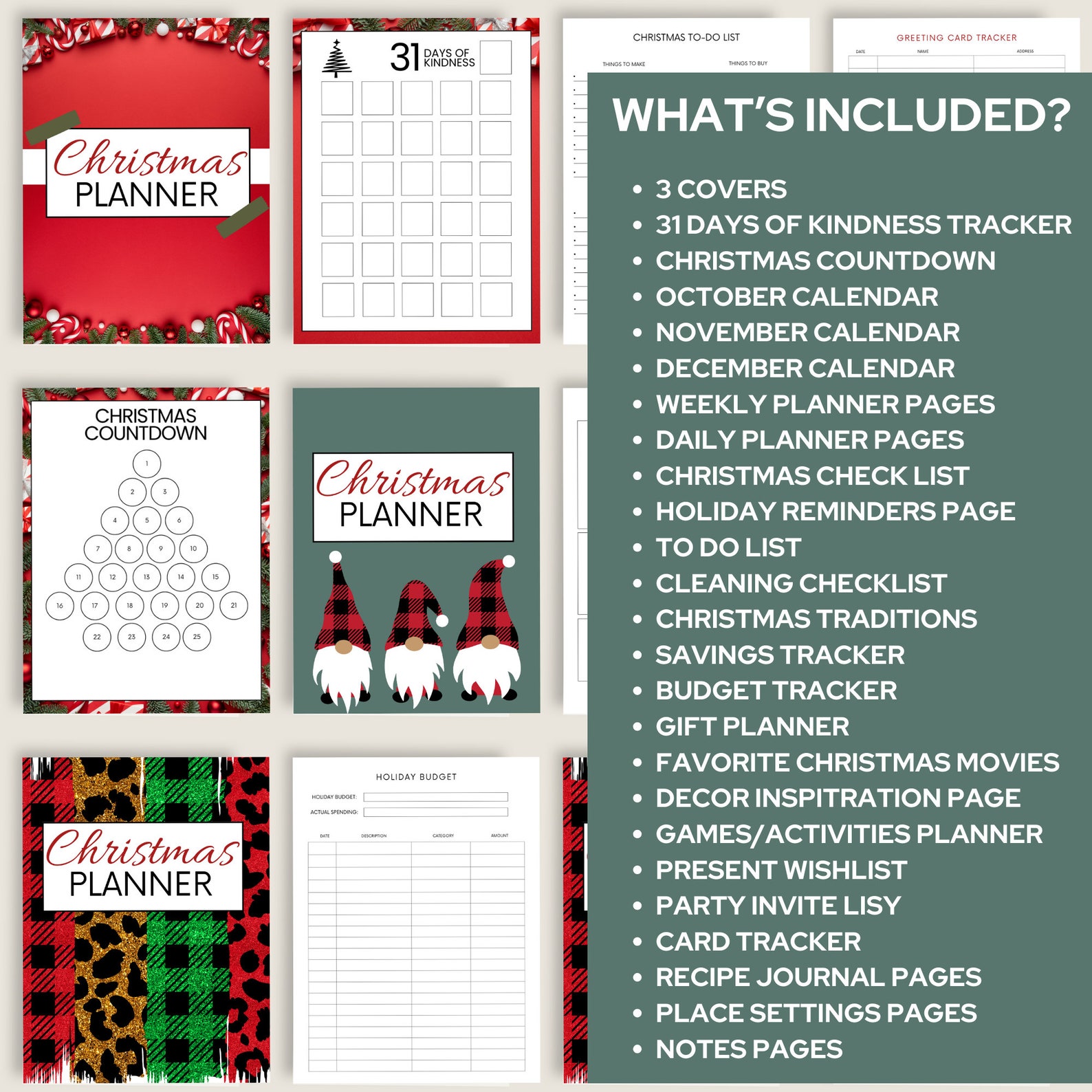 Christmas Planner Printable, Holiday Planner, Gift Budget Planner, Xmas ...