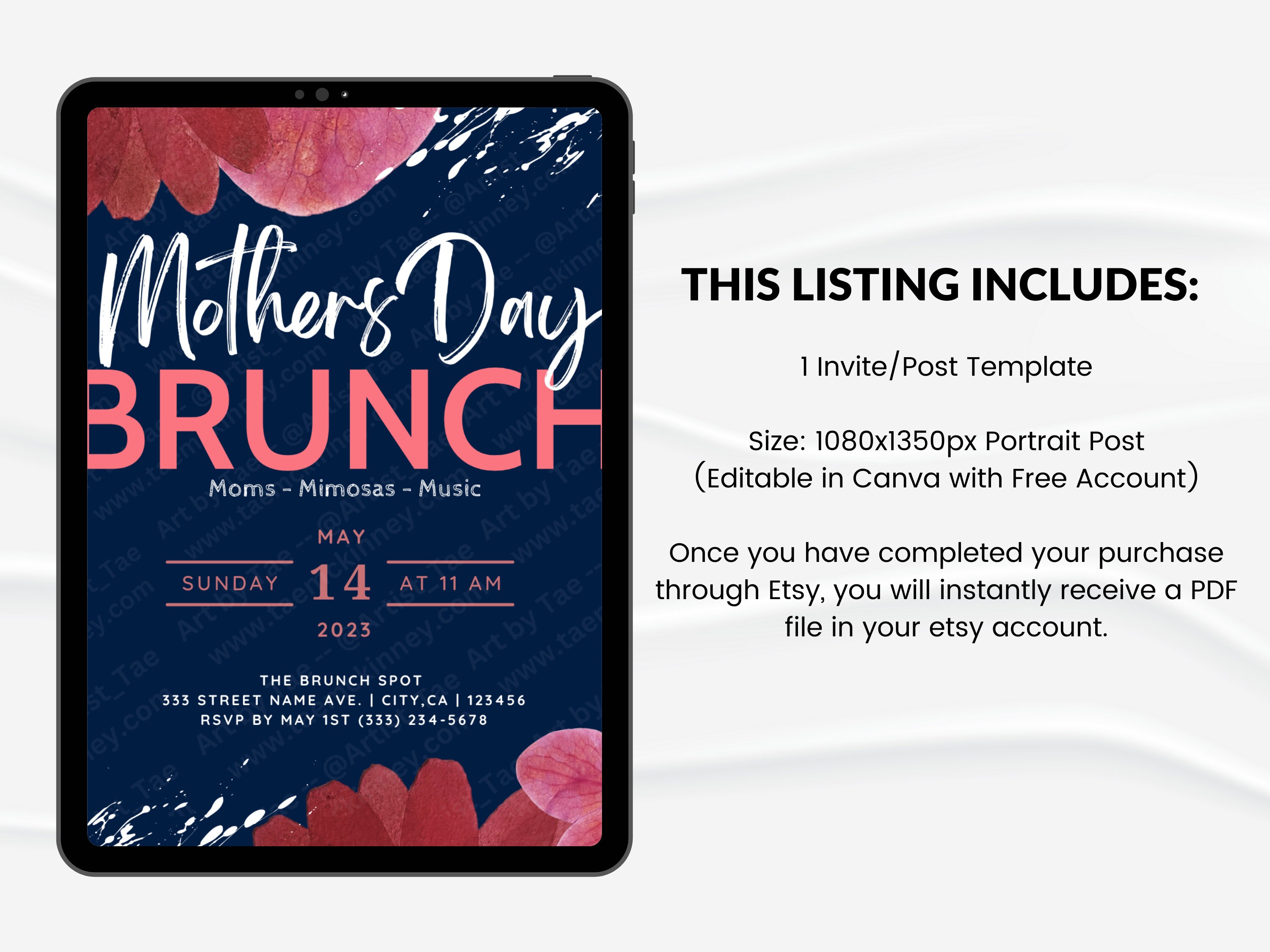 Editable MOTHER'S DAY Breakfast Social Media Flyer Invitation, Mothers ...