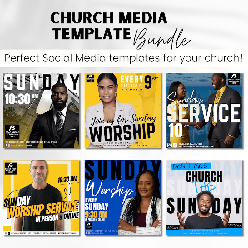 Church Flyer Template, Social Media Template Bundle, Church Anniversary ...