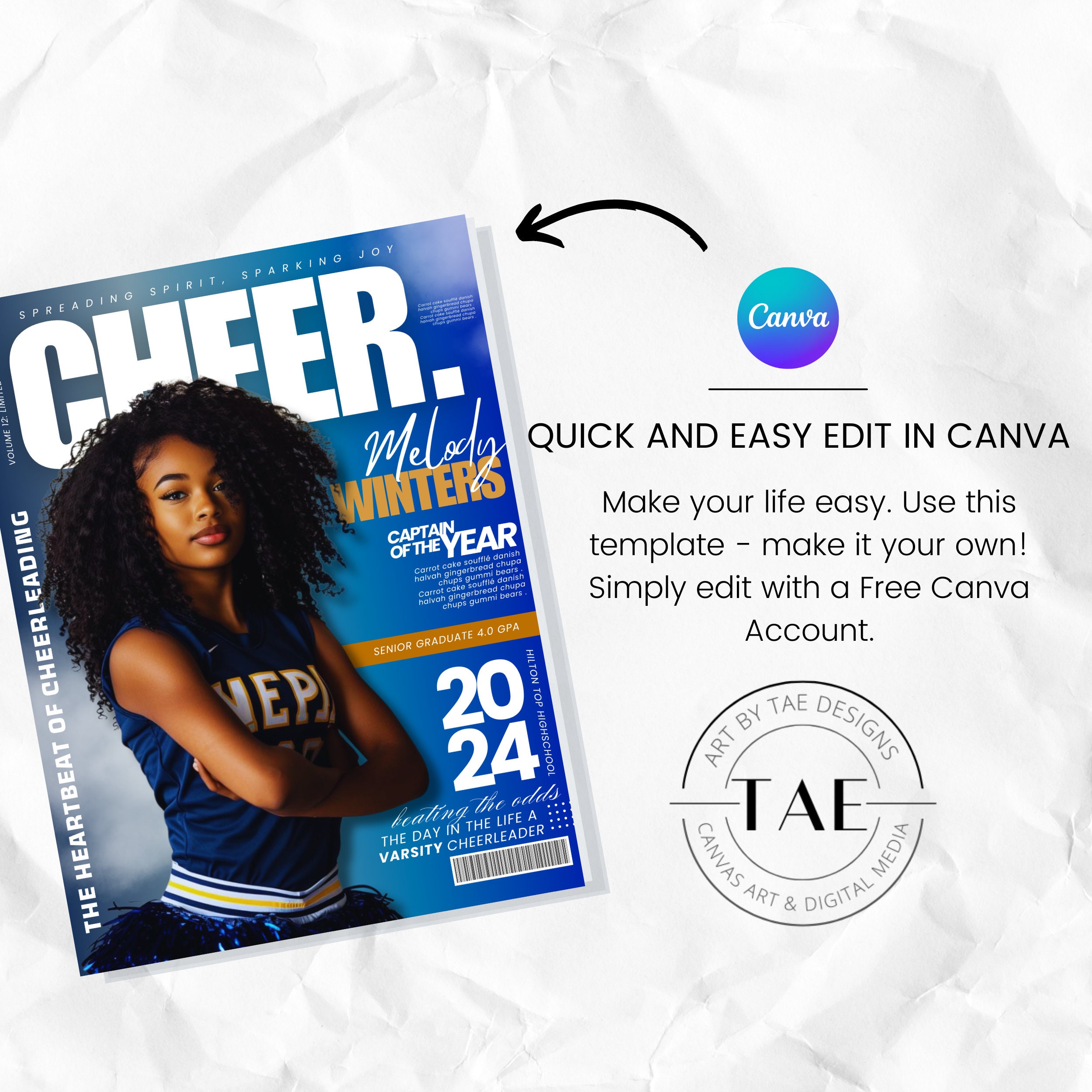Cheerleading Graduation Magazine Template: DIY Senior Keepsake (digital ...