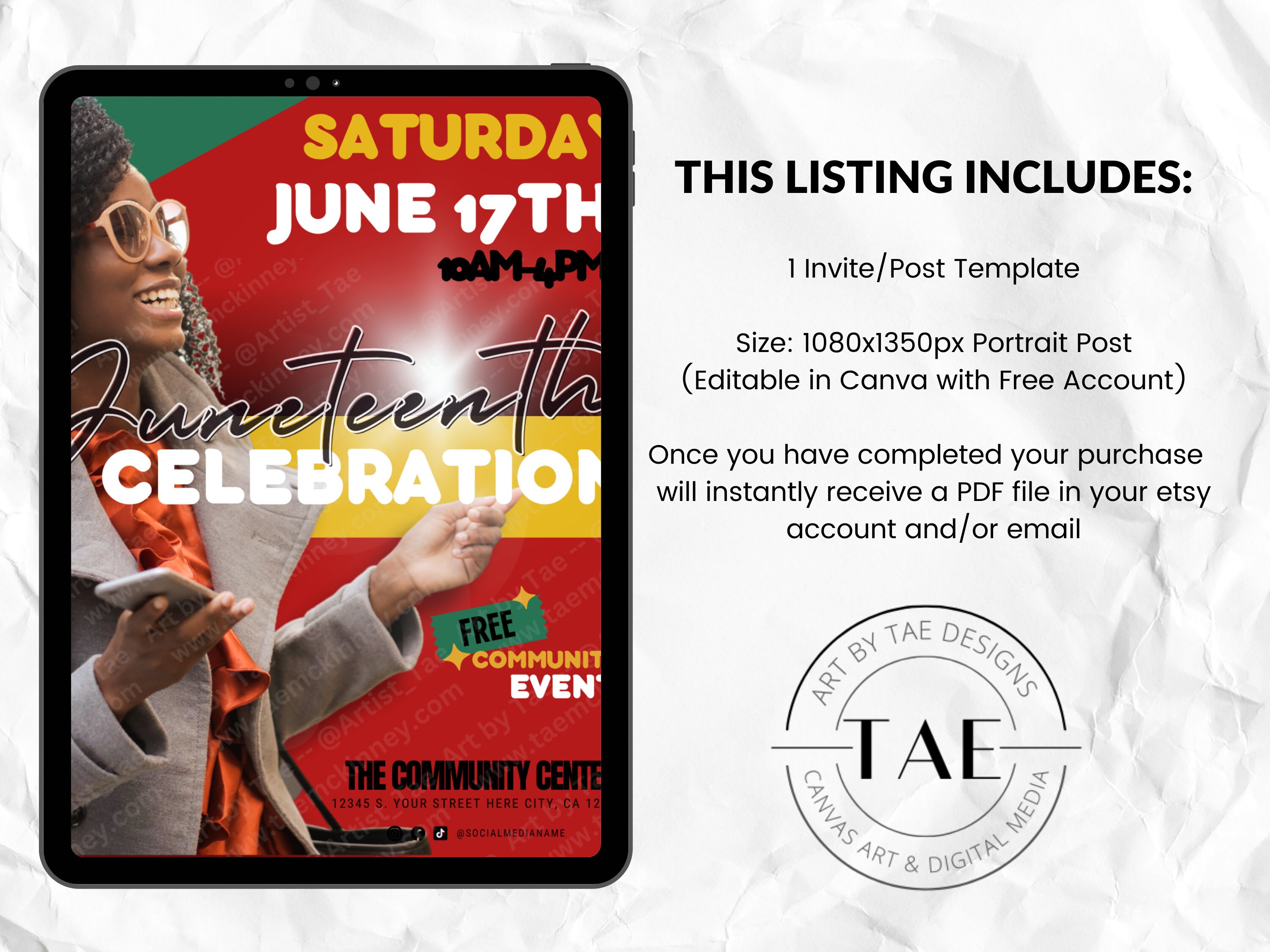 Juneteenth Flyer Template: DIY Flyer, Community Fair, Festival Flyer ...