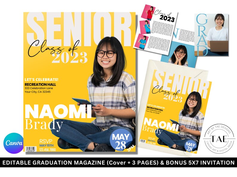 Graduation Magazine Invitation Template | Editable Graduation Digital ...