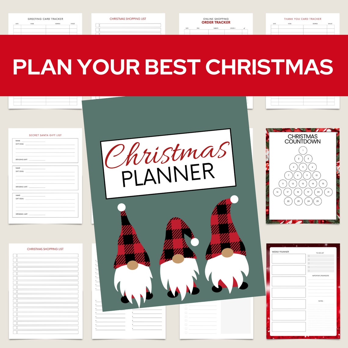 Christmas Planner Printable Holiday Planner Gift Budget - Etsy