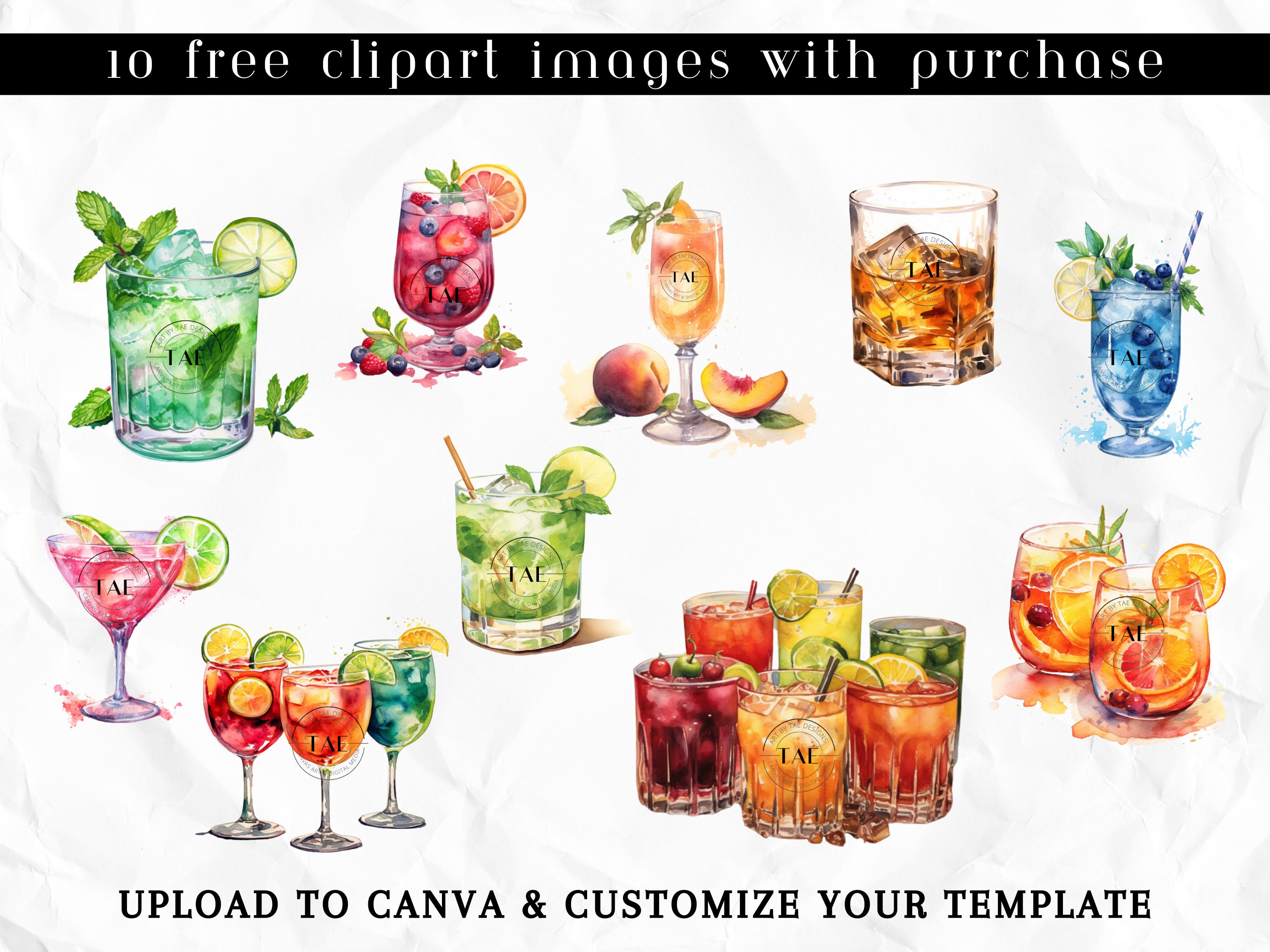 Bar Sign Menu, Wedding Bar Menu, Event Drink List, Watercolor Clipart ...