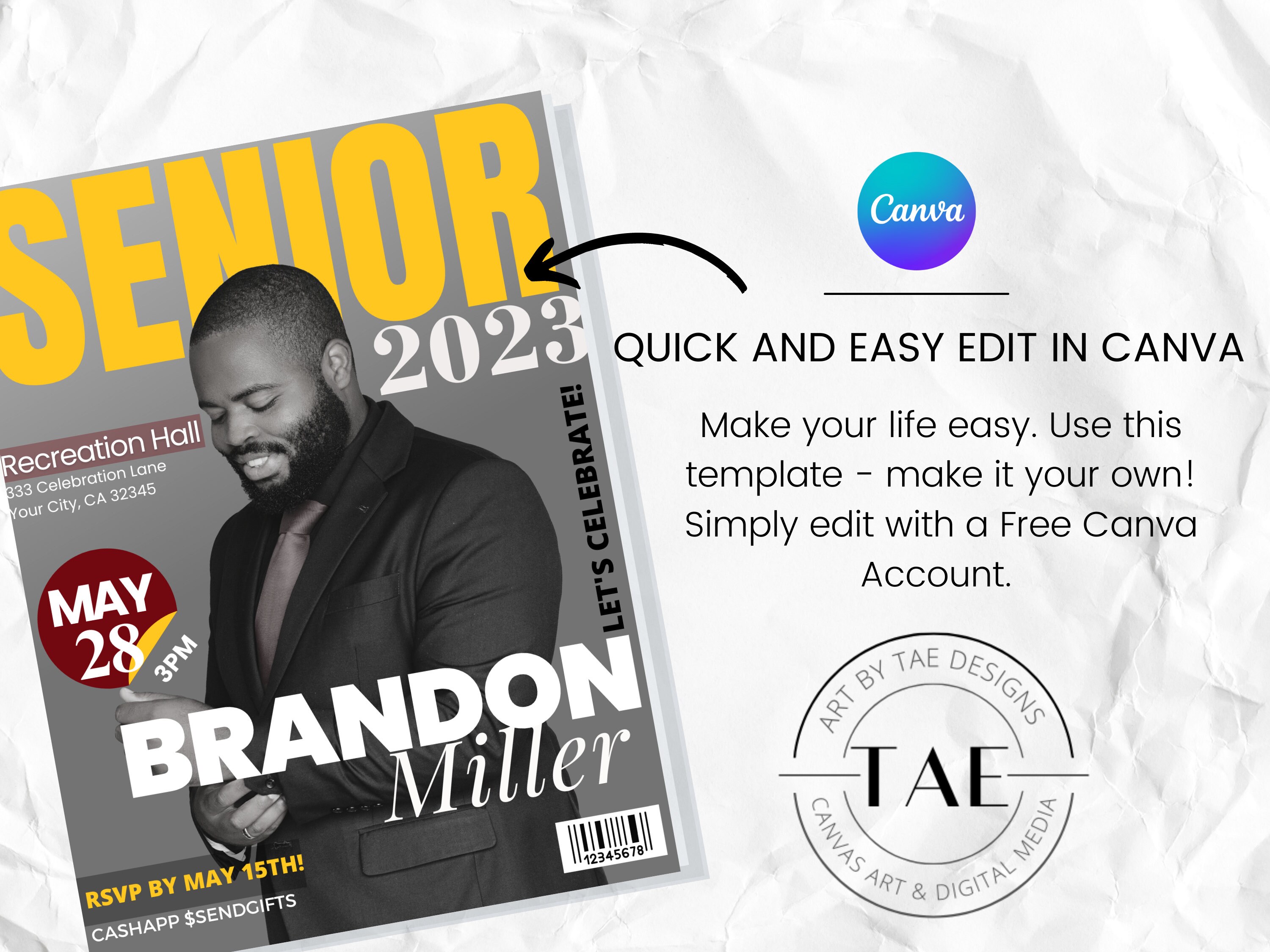 Graduation Magazine Invitation Template Bundle, Editable Graduation ...