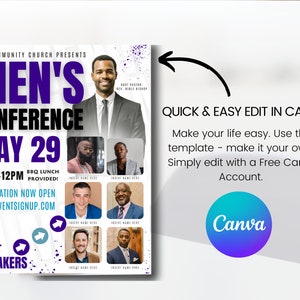 Men's Conference Flyer: Church Empowerment Template (DIY Canva ...