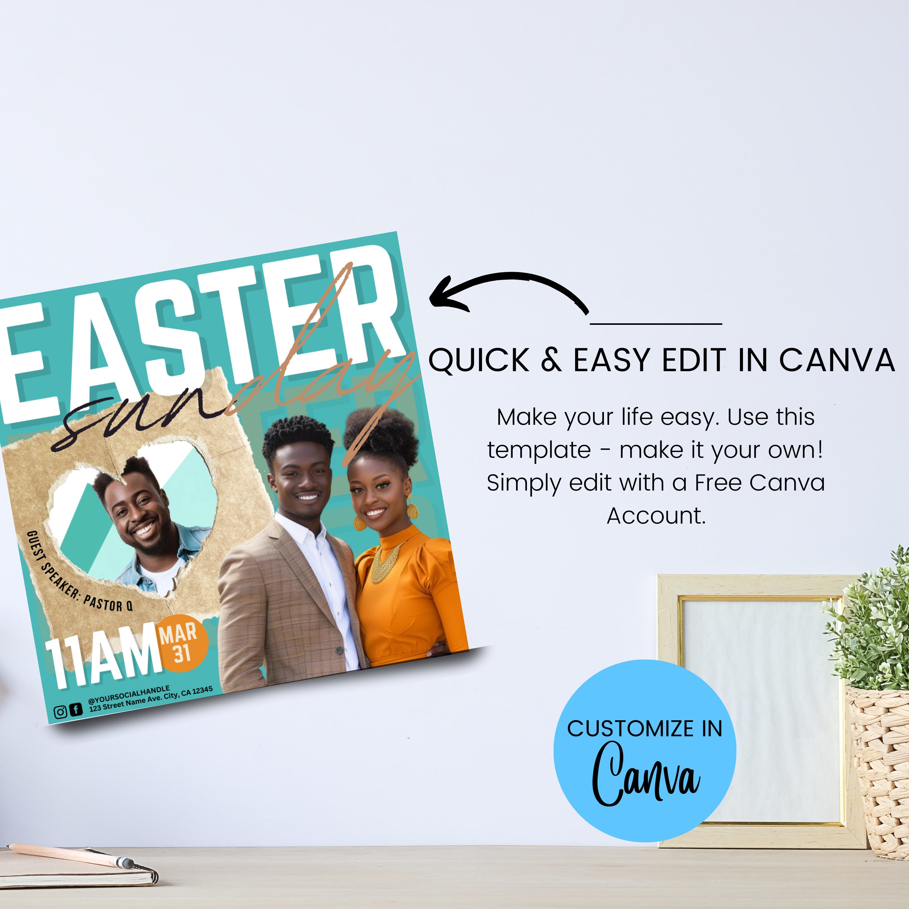 Easter Sunday Church Flyer: Canva Template | Resurrection Sunday, Good ...