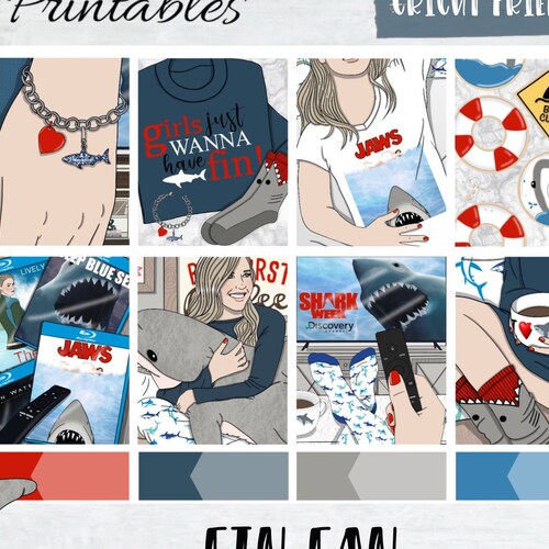 Fin Fan Printable Planner Stickers Digitial Download - Etsy