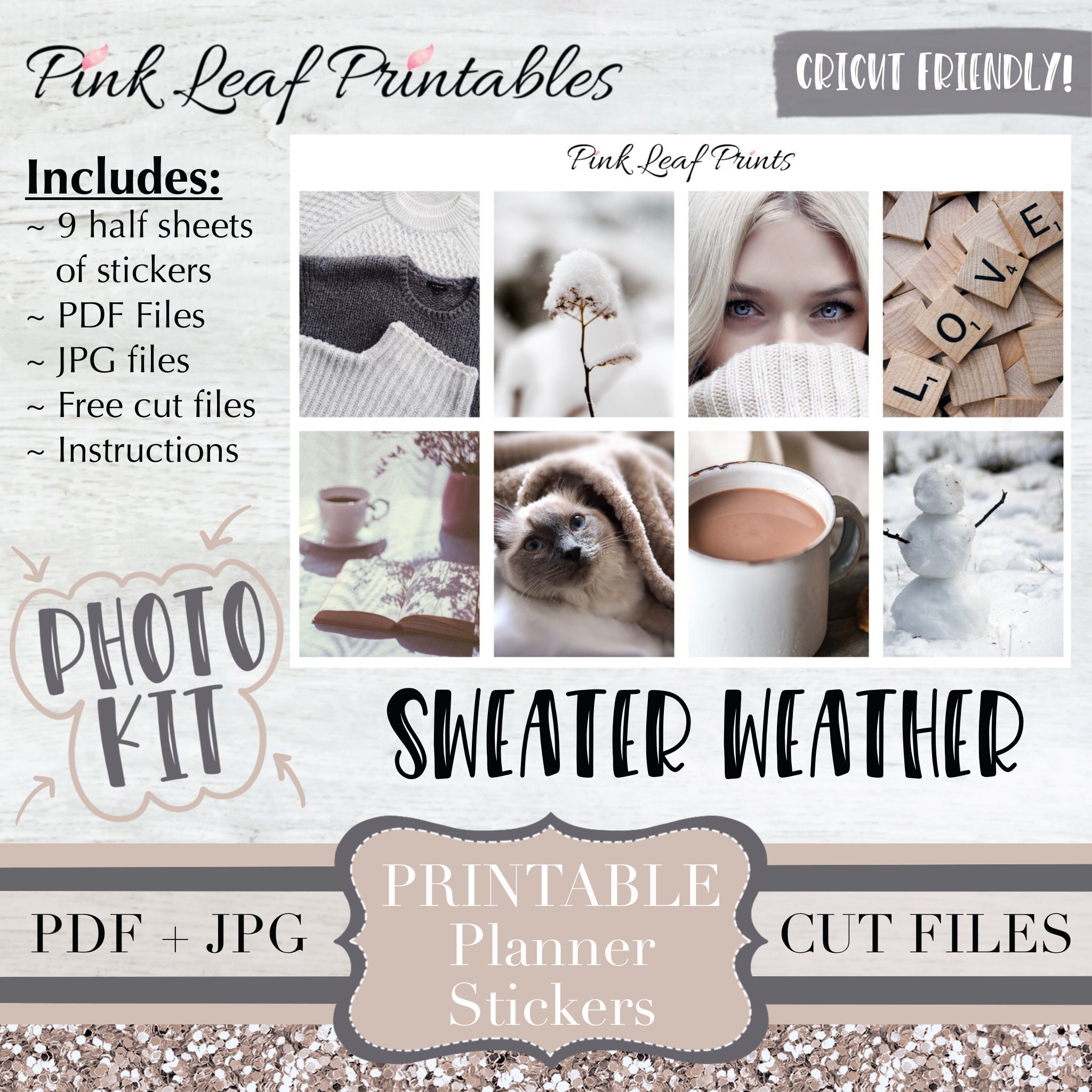 Sweater Weather | Printable Planner Stickers | Photo Kit | Digitial ...