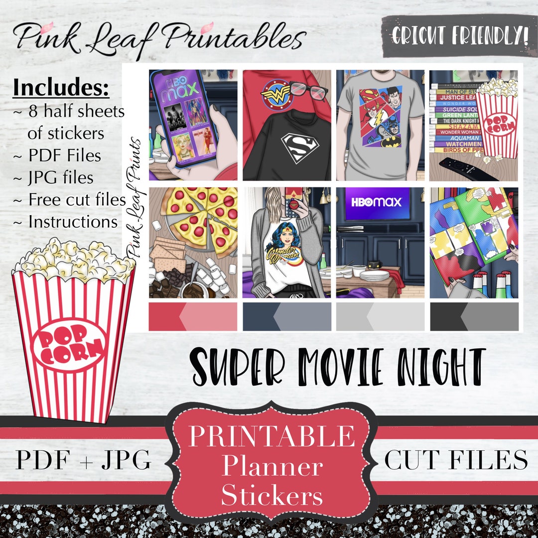 Super Movie Night | Printable Planner Stickers | Digital Download - Etsy