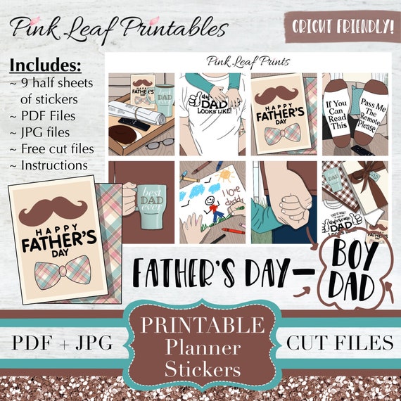 Father's Day Boy Dad Printable Planner Stickers | Etsy