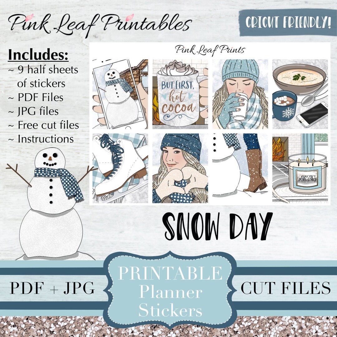 Snow Day | Printable Planner Stickers | Digitial Download - Etsy