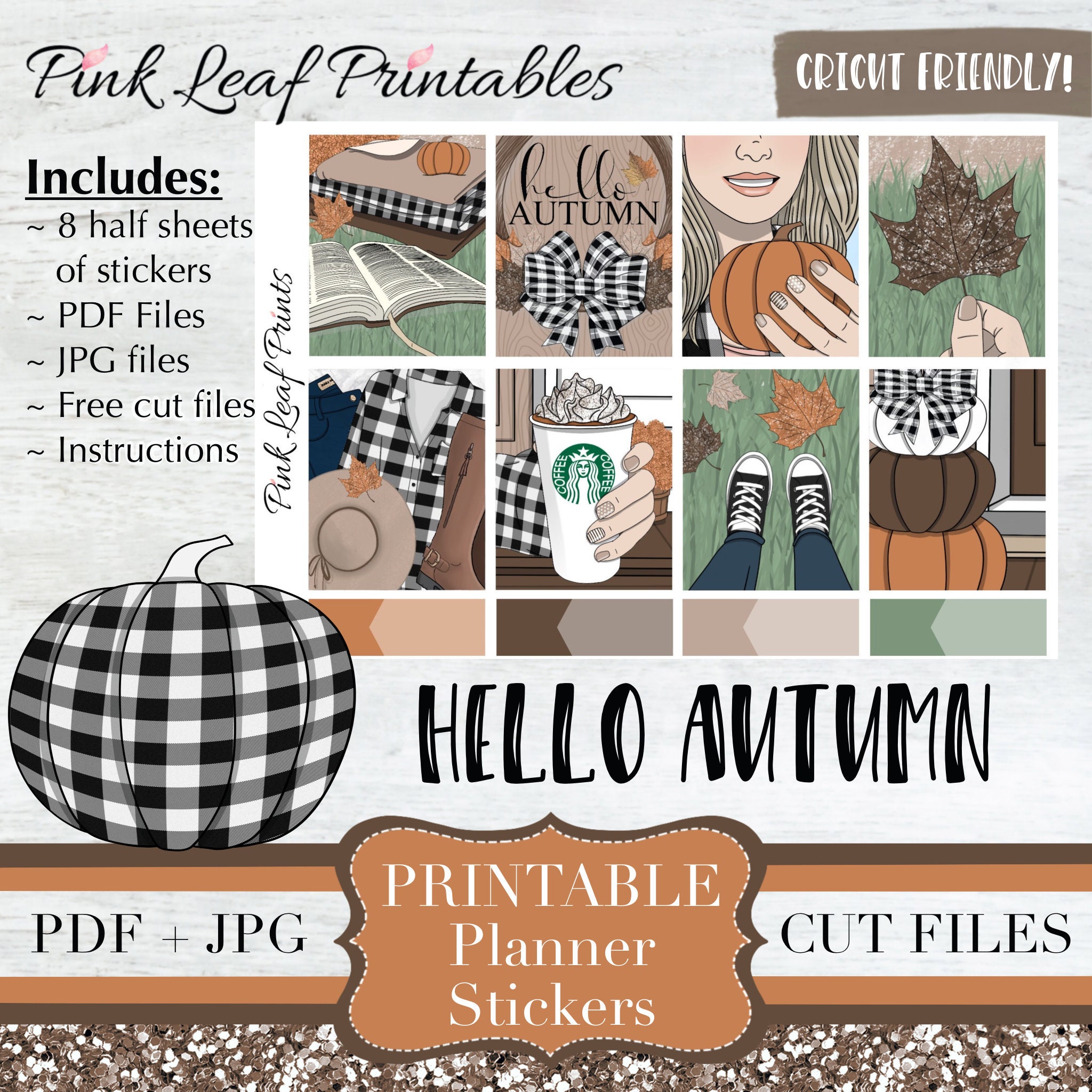 Hello Autumn Printable Planner Stickers Digital Download - Etsy