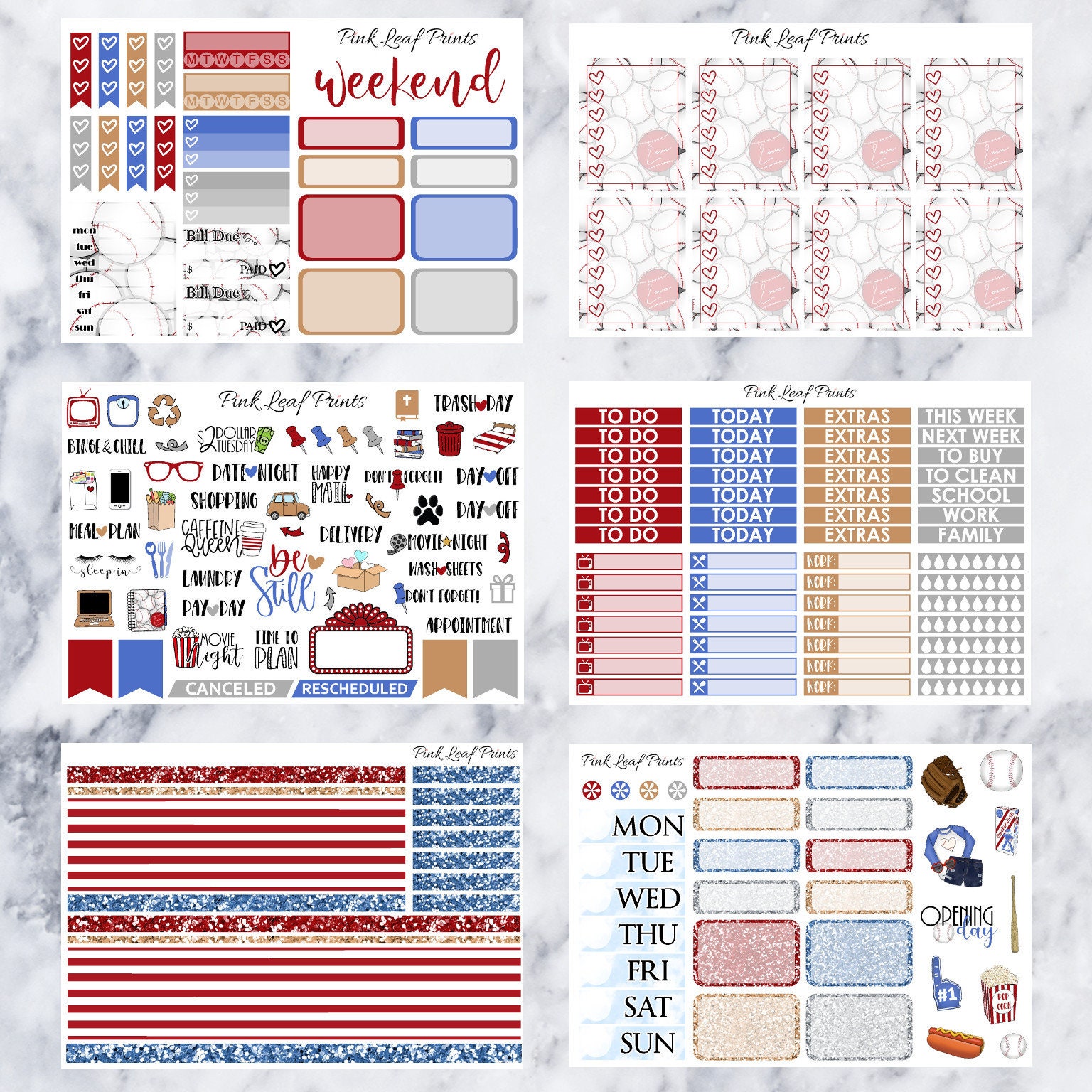 Baseball Season | Printable Planner Stickers | Digitial Download - Etsy
