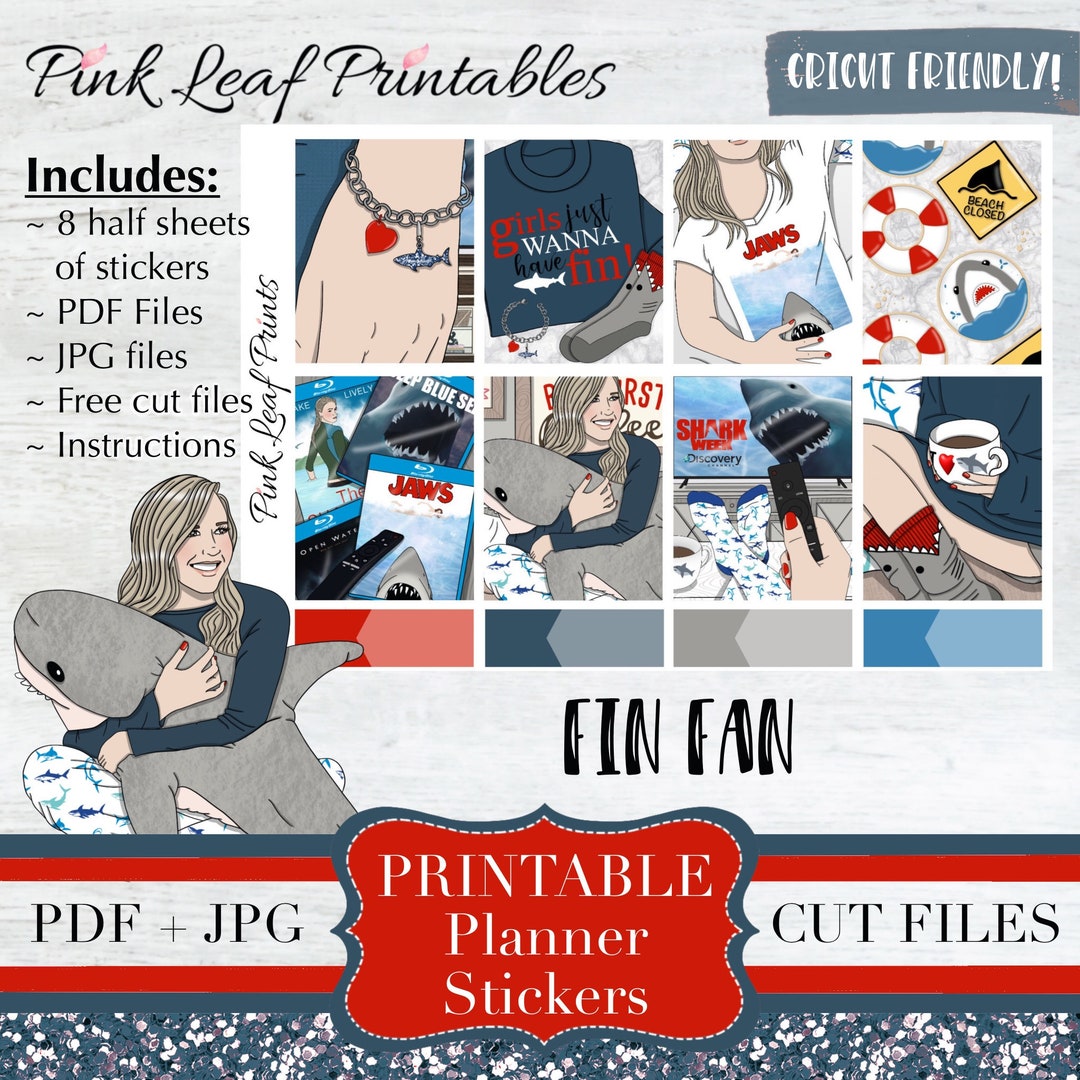 Fin Fan | Printable Planner Stickers | Digitial Download - Etsy
