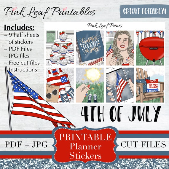 4th of July Printable Planner Stickers Digitial Download - Etsy