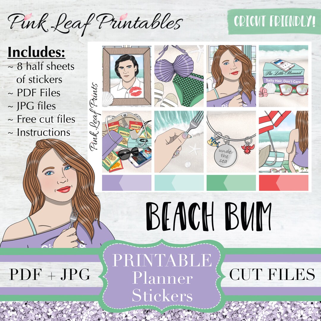 Beach Bum | Printable Planner Stickers | Digital Download - Etsy