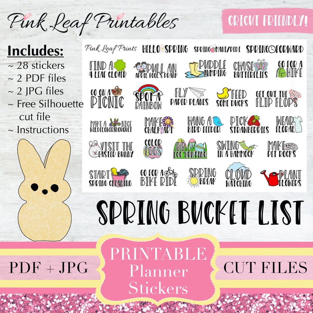 Spring Bucket List | DIGITAL DOWNLOAD | Printable Planner Stickers - Etsy