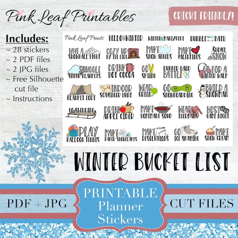 Winter Bucket List | DIGITAL DOWNLOAD | Printable Planner Stickers - Etsy