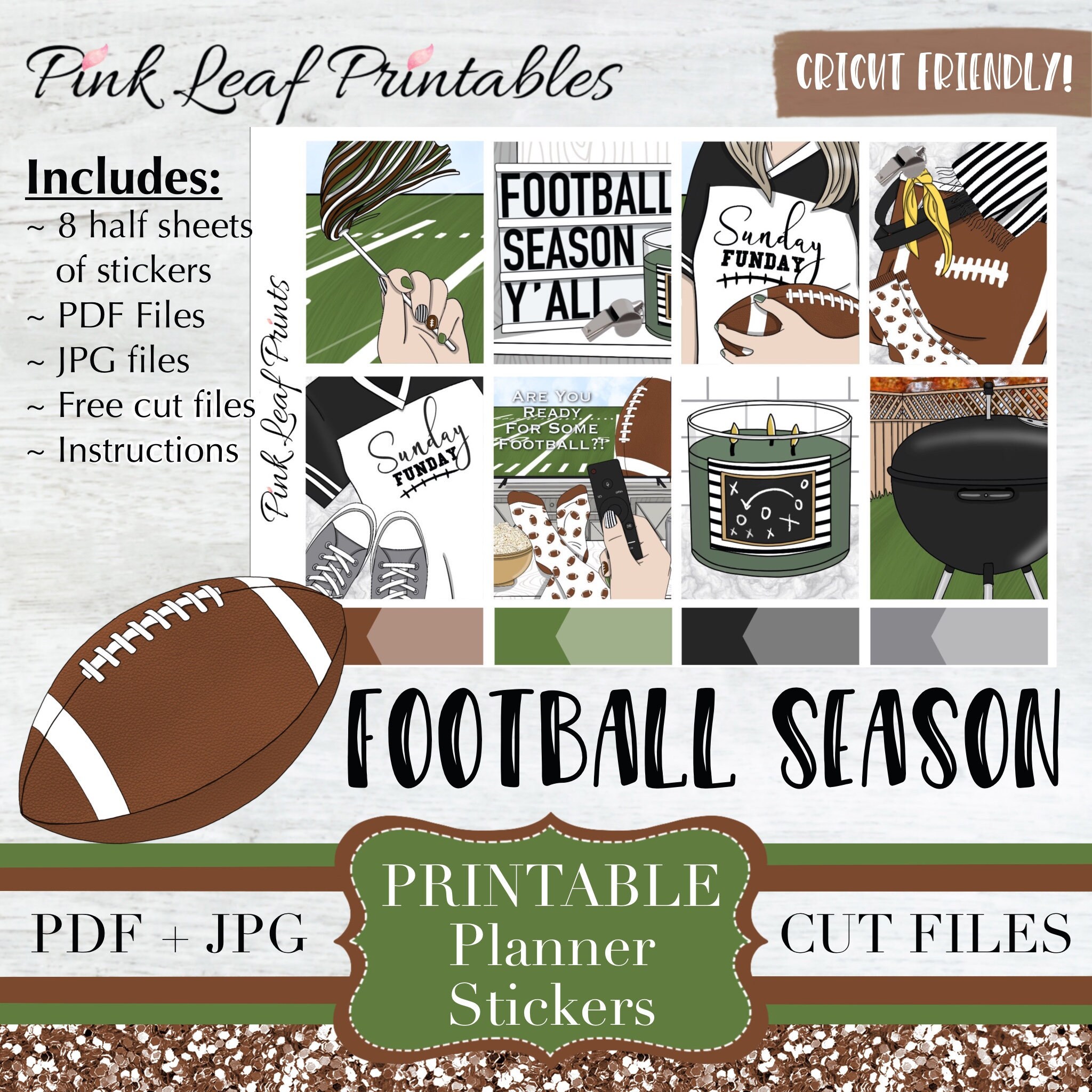 Football Season | Printable Planner Stickers | Digital Download - Etsy